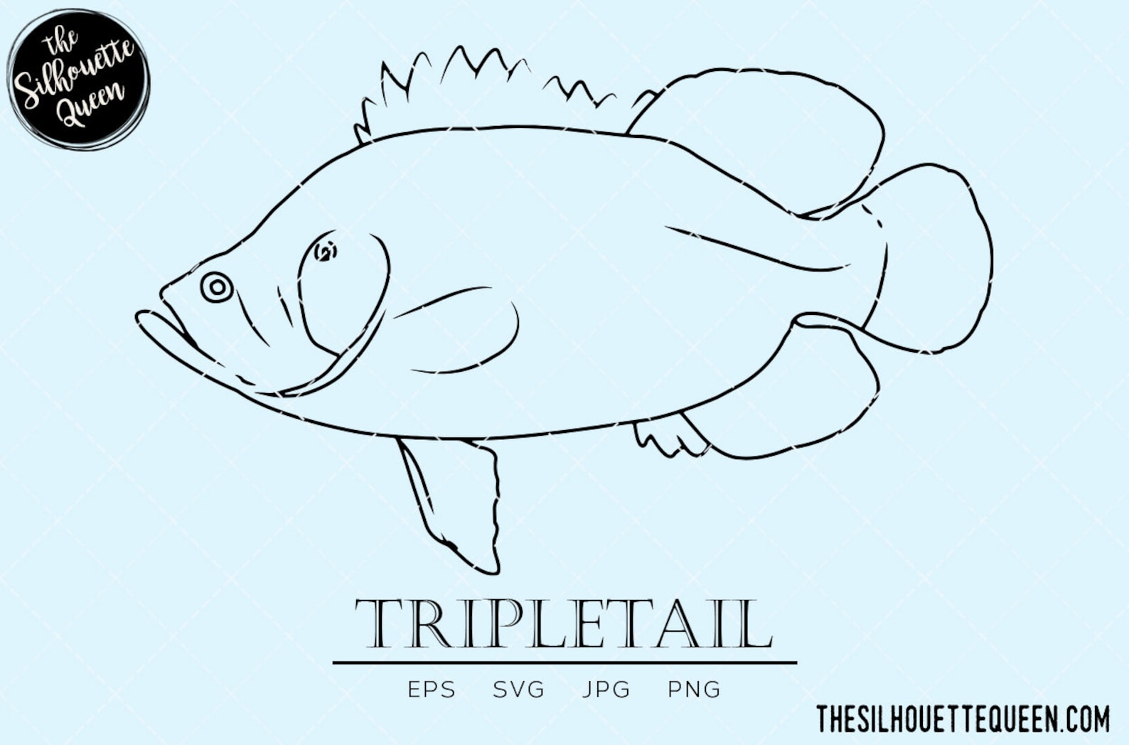 Tripletail Svg, Salt Water Fish Svg, Marine Svg, Aquatic Svg, Fish Face ...