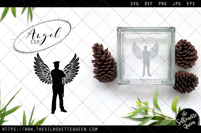 RIP Cop, Memorial With Angel Wings SVG, Sympathy Svg, in Loving Memory ...