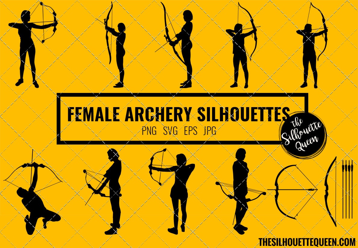 Woman Archery Silhouette Female Archer Clipart Girl Sports - Etsy