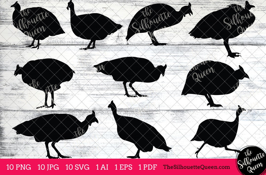 Guinea Fowl SVG Files Bundle, Flying Bird SVG, Sitting Bird SVG ...