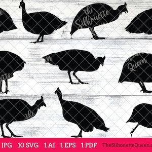 Guinea Fowl SVG Files Bundle, Flying Bird SVG, Sitting Bird SVG ...