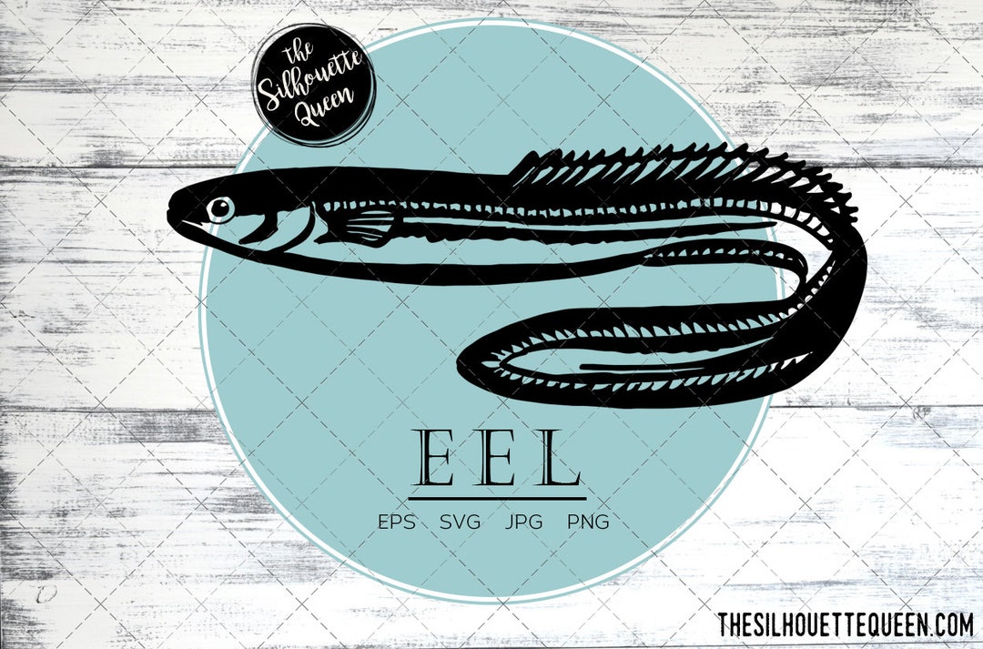 Eel Fish, SVG Design Files, Hand Drawn Fishing Vector Clipart, Cricut ...