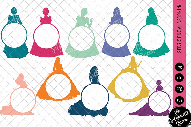 Princess Svg Princess Monogram Circle Frames Cuttable - Etsy