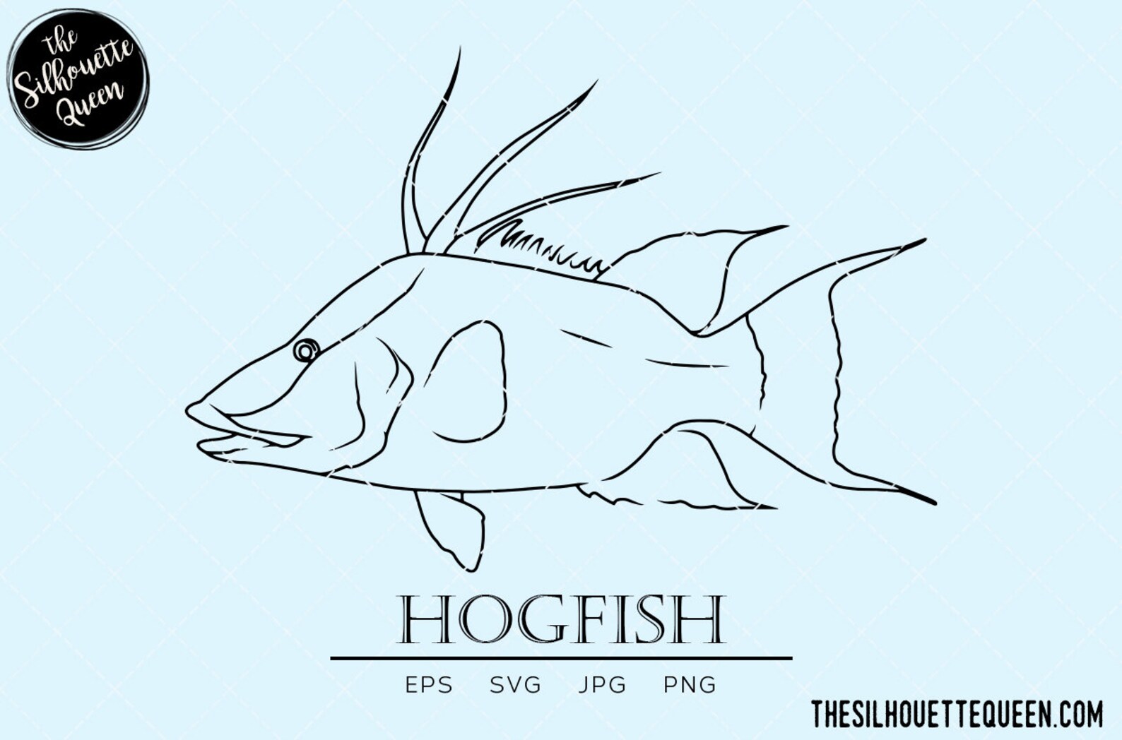 Hogfish Svg, Salt Water Fish Svg, Marine Svg, Aquatic Svg, Fish Face ...