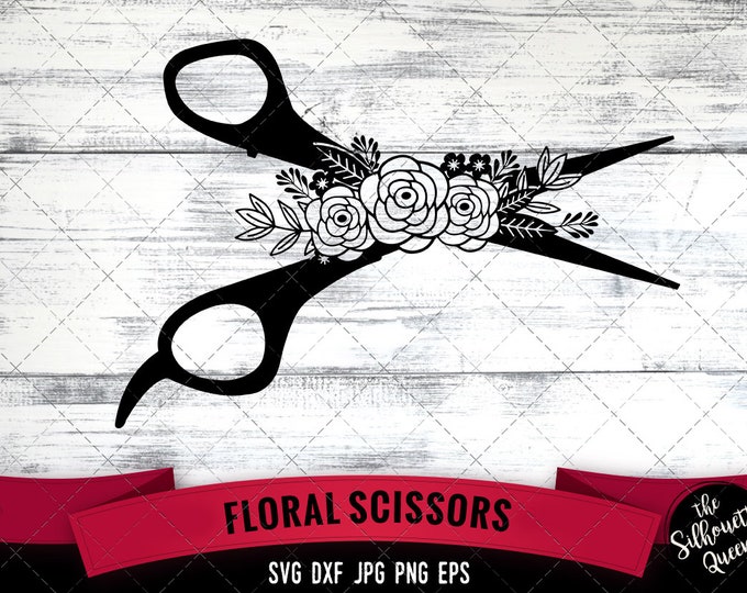 Scissors SVG File Cute Cut File Floral Scissors With - Etsy