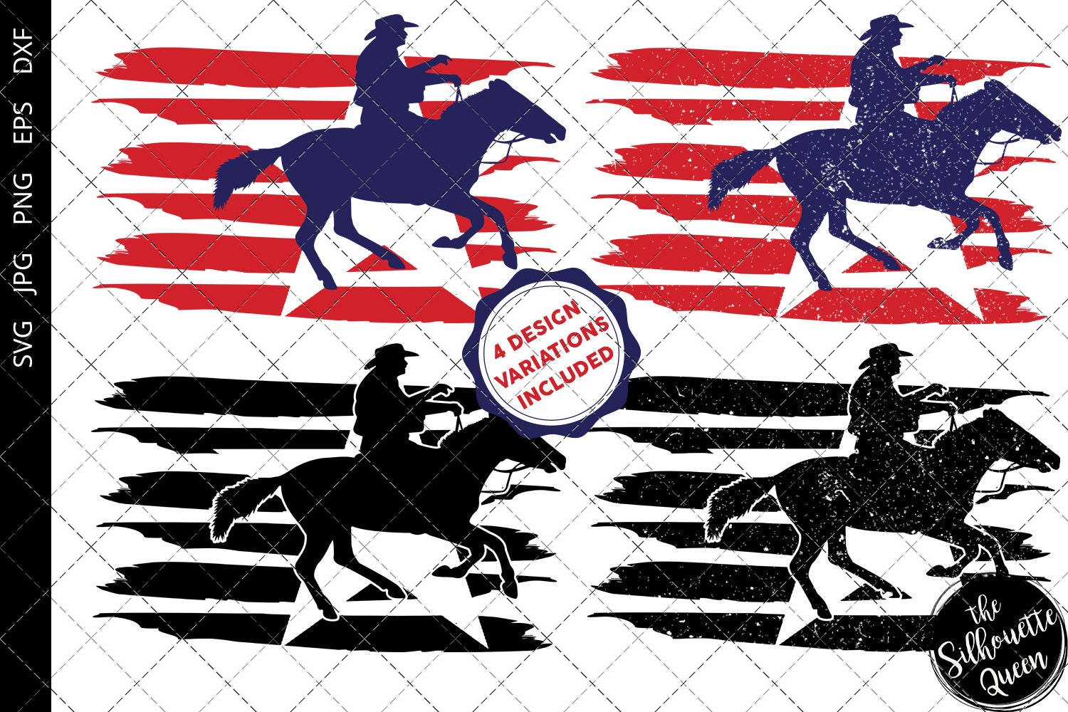 Cowboy-rancher-rodeo Flag Svg American Flag Fourth of July | Etsy