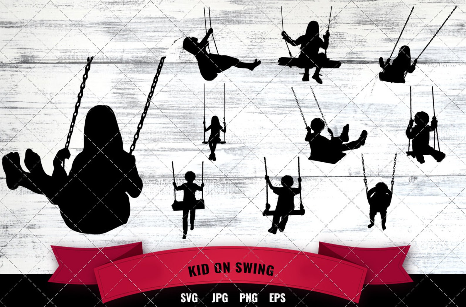 Kid on Swing Svg, Kids Playing Svg, Kids in Playground, Cut Files for ...