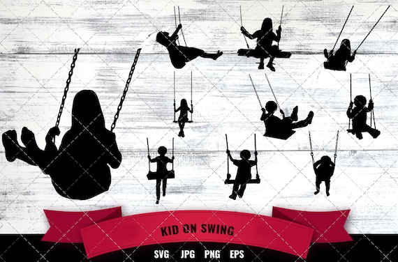 Kid on Swing Svg Kids Playing Svg Kids in Playground Cut | Etsy