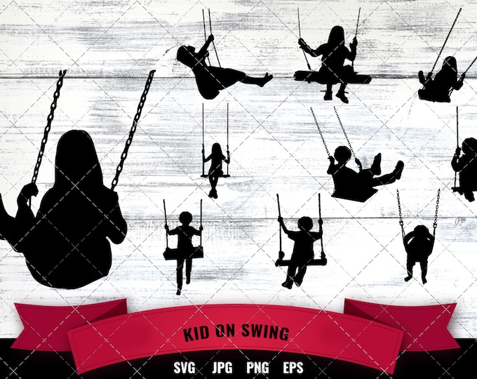 Swing SVG Bundle, Playground Silhouette Cut Files for Cricut, Kids ...
