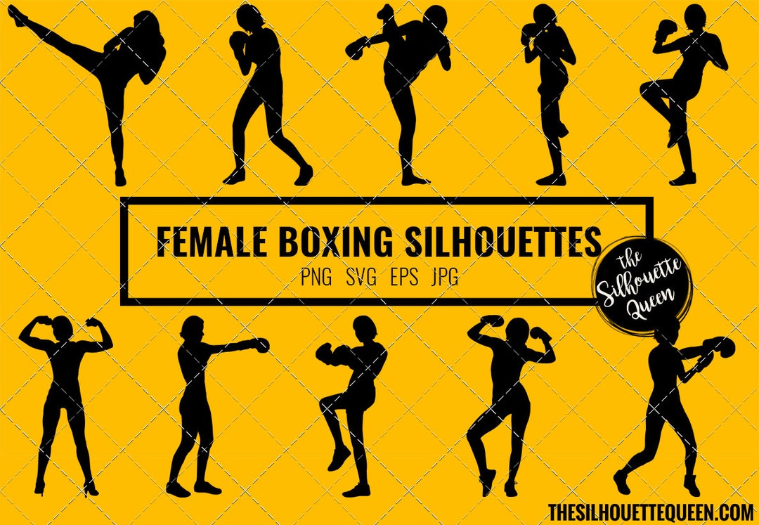 Woman Boxing Silhouette, Female Boxing Clipart, Girl Boxing Sports ...