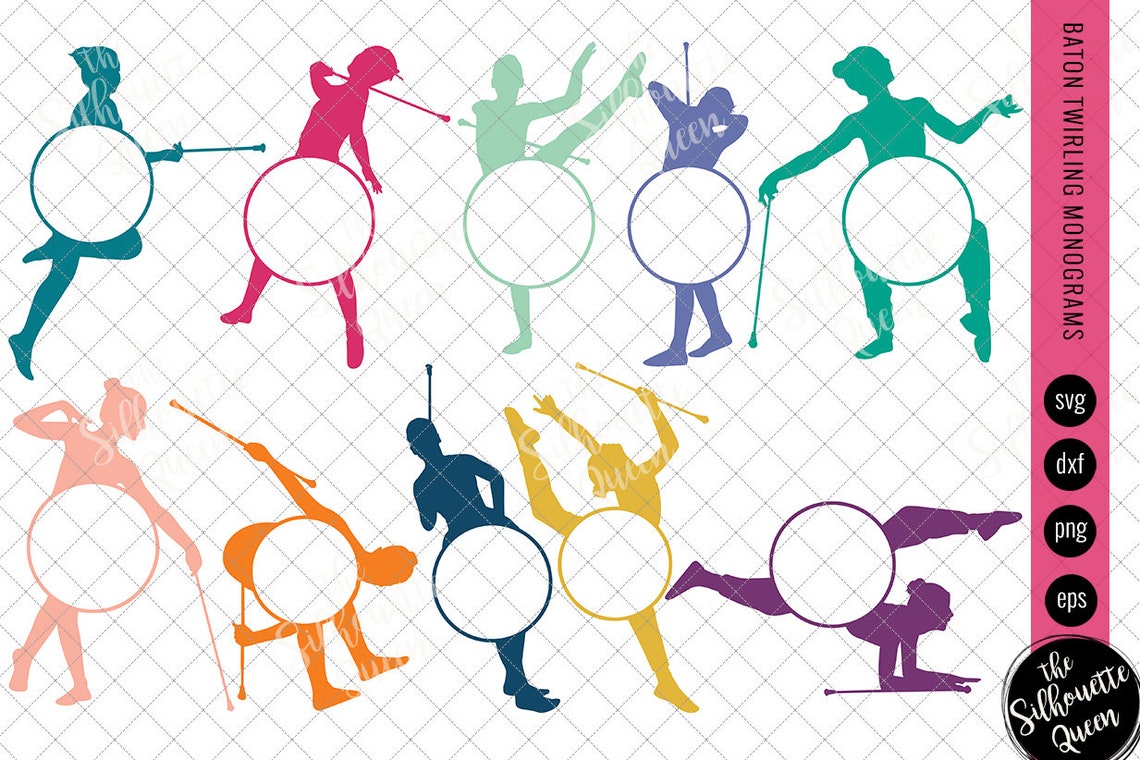 Baton Twirling Svg Monogram, Circle Frames, Cuttable Design, Cut Files ...