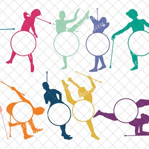 Baton Twirling Svg Monogram, Circle Frames, Cuttable Design, Cut Files ...