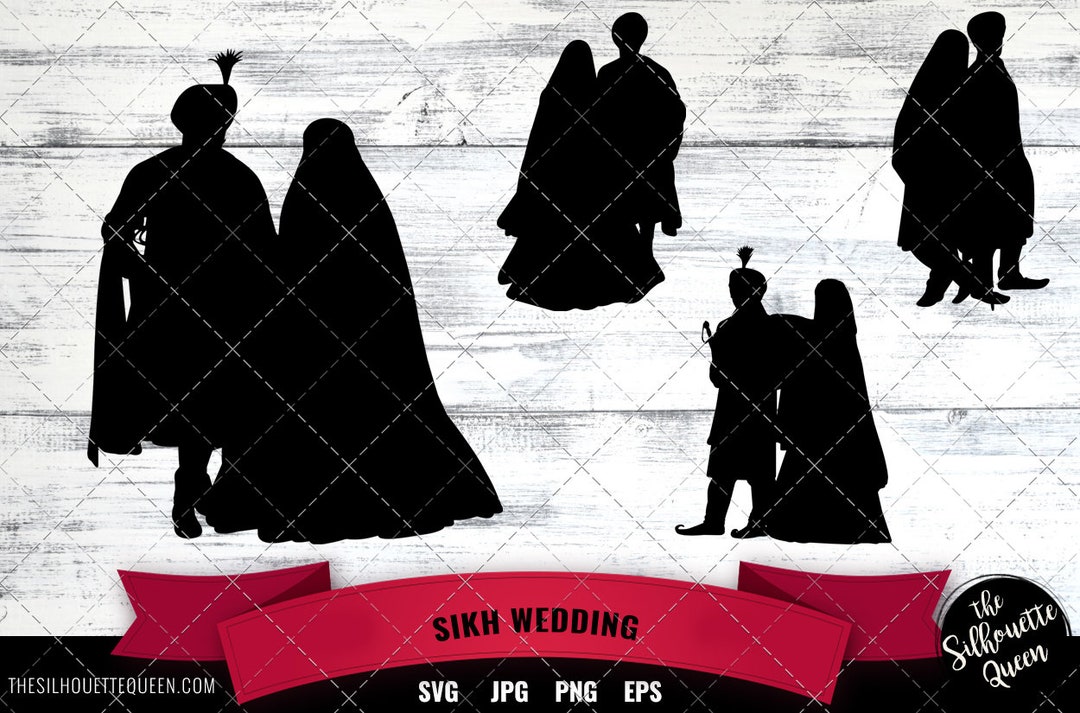 Sikh Wedding Couple Svg, Cut Svg Files for Silhouette Cameo, Cricut ...