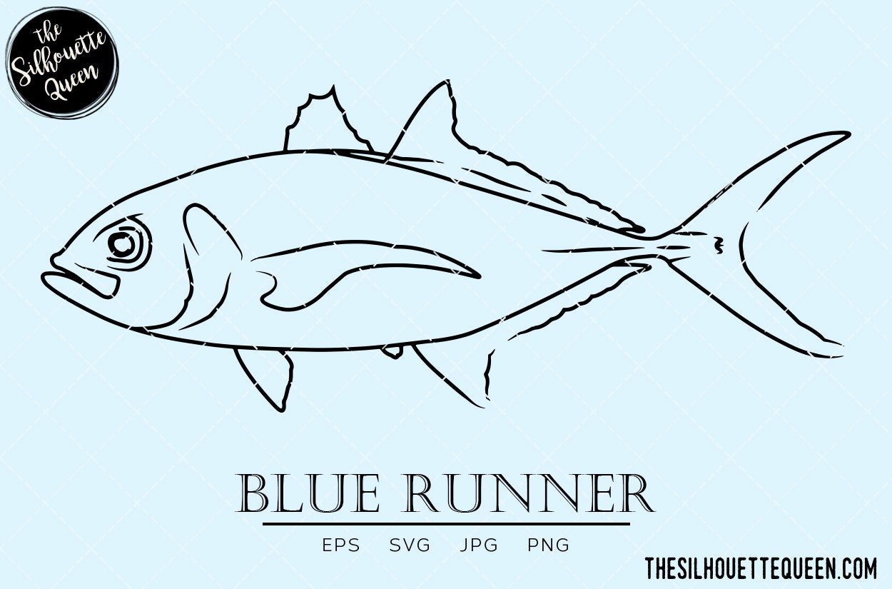 Blue Runner Svg, Salt Water Fish Svg, Marine Svg, Aquatic Svg, Fish ...