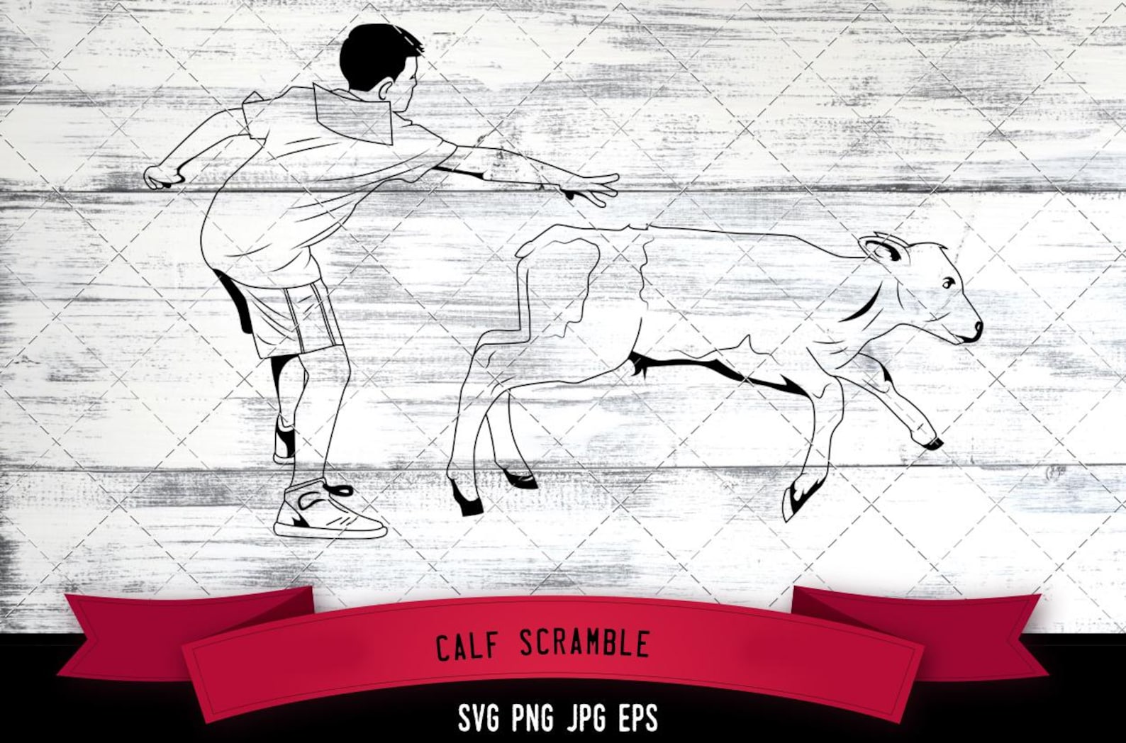 Calf Scramble Svg File, Rodeo Cowboy Western Svg Cut File, Silhouette ...