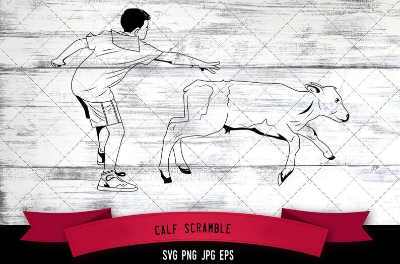 Calf Scramble Svg File, Rodeo Cowboy Western Svg Cut File, Silhouette ...