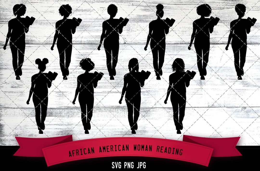 African American Woman Reading Svg, African Reading Book, Reading Novel ...
