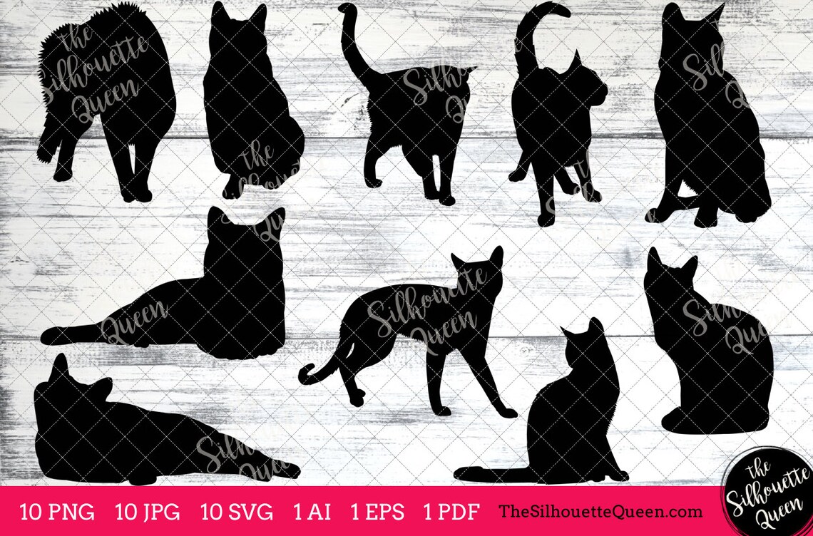 Russian Blue Cat Svg, Cat Monogram, Cat Svg File, Clipart Vector, Cat ...