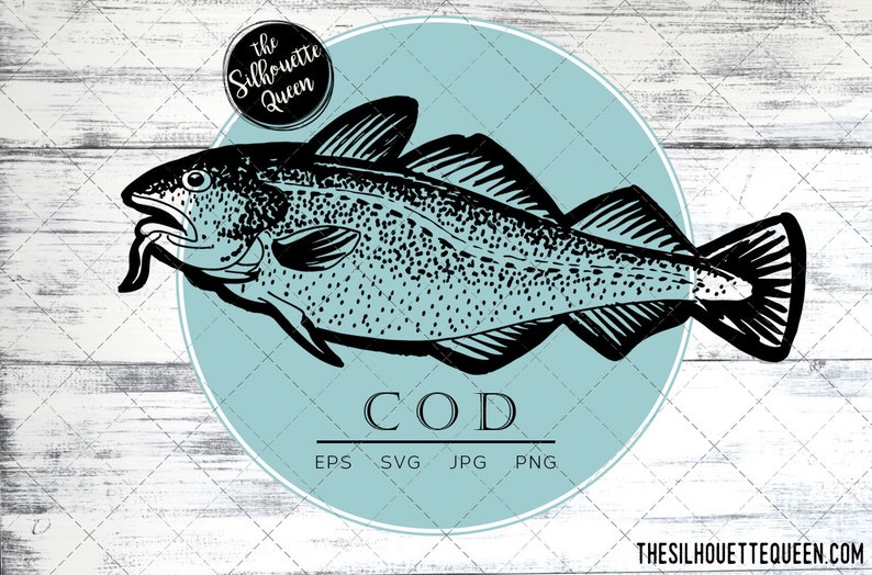 Cod Fish SVG Design Files Hand Drawn Fishing Vector Clipart - Etsy