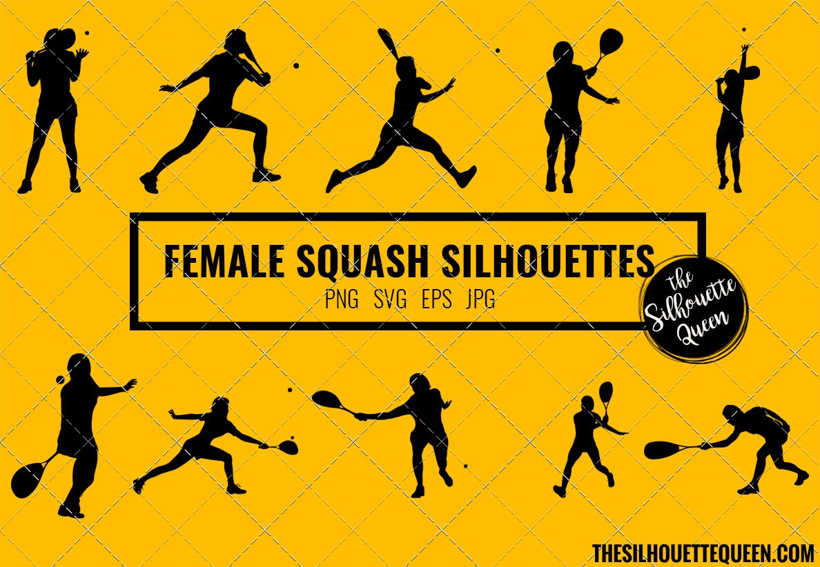 Woman Squash Silhouette, Female Squash Player Clipart, Girl Sports ...
