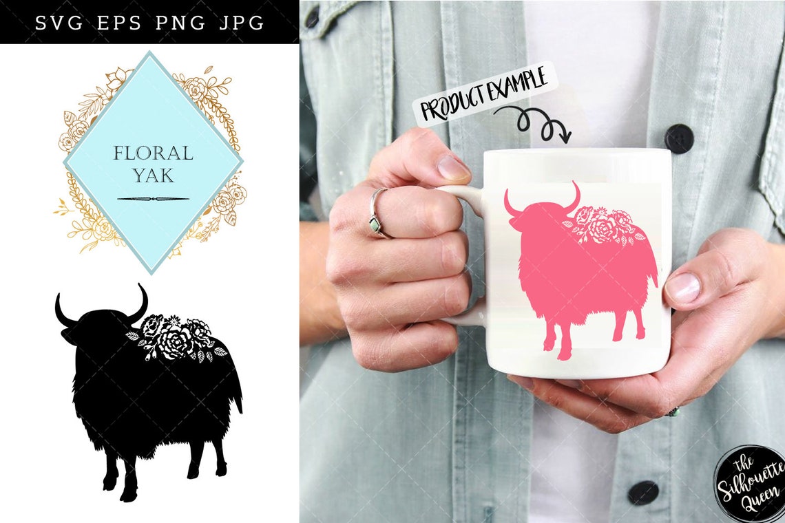 Floral Yak Svg Feminine Yak Monogram Svg File Cuttable - Etsy