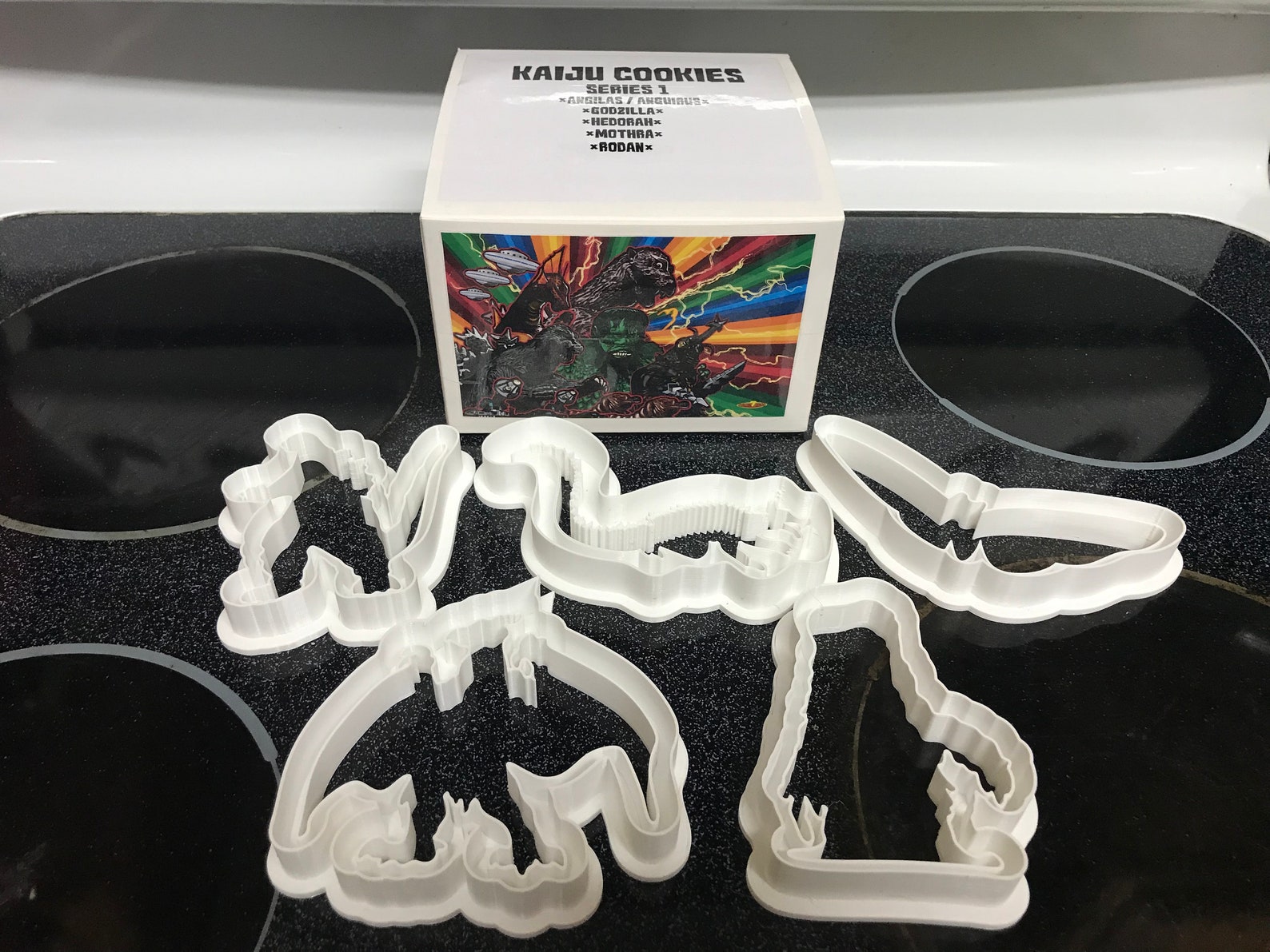 Kaiju Cookies cookie cutters set of 5 Godzilla Rodan | Etsy