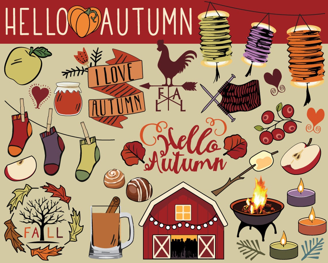Hello Autumn Clipart, Autumn Doodles, Autumn Planner Stickers, Bullet ...