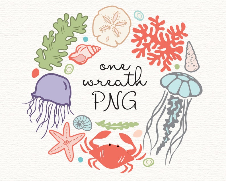 Ocean Clipart, Vector, Ocean Clip Art, Sea Life Clipart, Hand Drawn ...