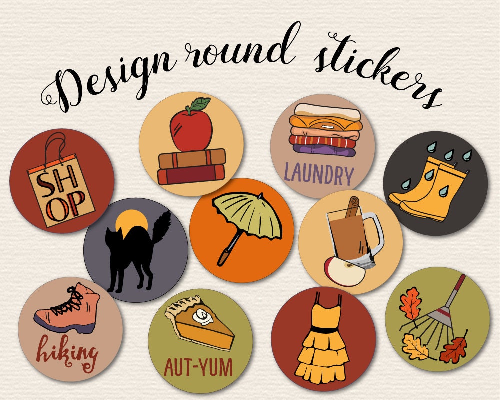 Autumn Clipart, Fall Sticker Clipart, Fall Planner Stickers, Autumn ...