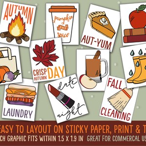 Autumn Clipart, Fall Sticker Clipart, Fall Planner Stickers, Autumn ...