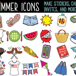 MEGA Bundle Summer Clipart, Summer Clip Art, Printable Planner Stickers ...