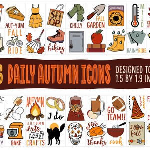 Autumn Clipart, Fall Sticker Clipart, Fall Planner Stickers, Autumn ...