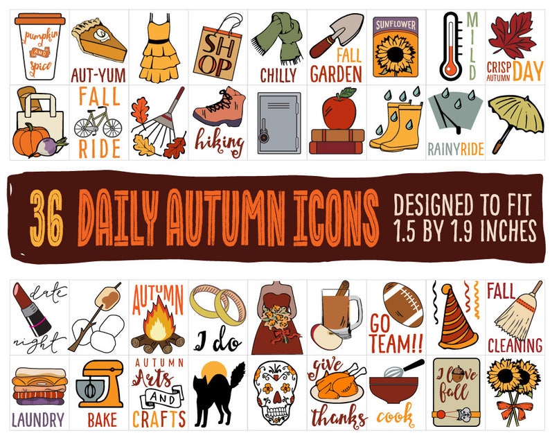 Autumn Clipart, Fall Sticker Clipart, Fall Planner Stickers, Autumn ...