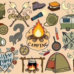 Camping Clipart, Summer Clipart, Bullet Journal Stickers, Vacation ...