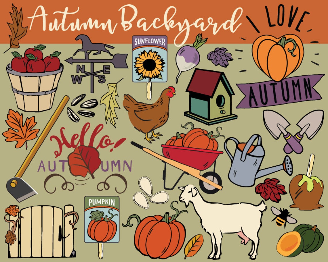 Autumn Clipart, Autumn Clip Art, Garden Clipart, Fall Clipart, Autumn ...
