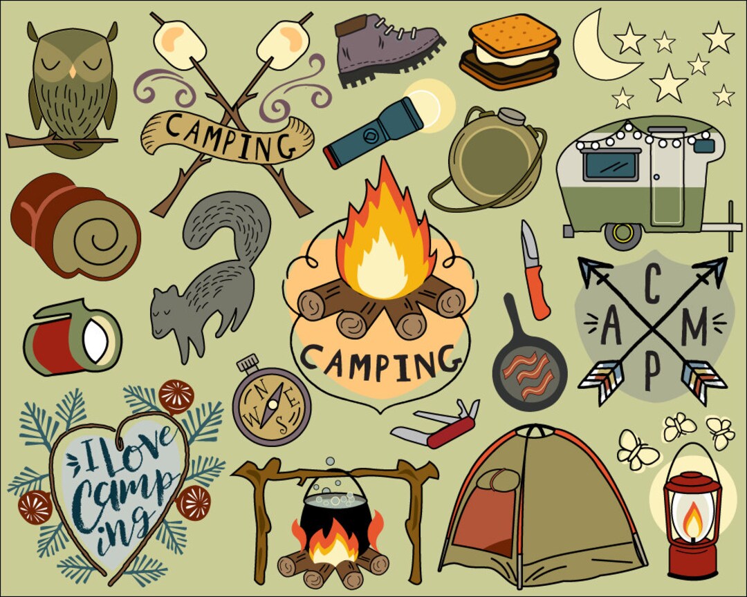 Camping Clipart, Summer Clipart, Bullet Journal Stickers, Vacation ...