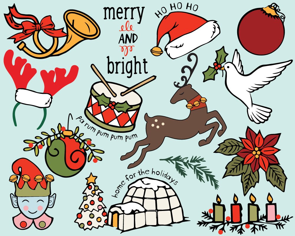 Holiday Clipart, Winter Clipart, Christmas Clipart, Xmas Clipart ...