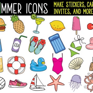 MEGA Bundle Summer Clipart, Summer Clip Art, Printable Planner Stickers ...