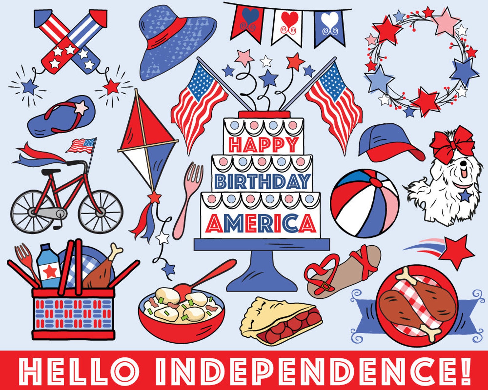 Fourth of July Clipart, Vector, Summer Clipart, 4th of July Clipart ...