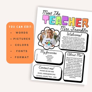 Colorful Meet the Teacher, Teacher All About Me, Start of the Year ...