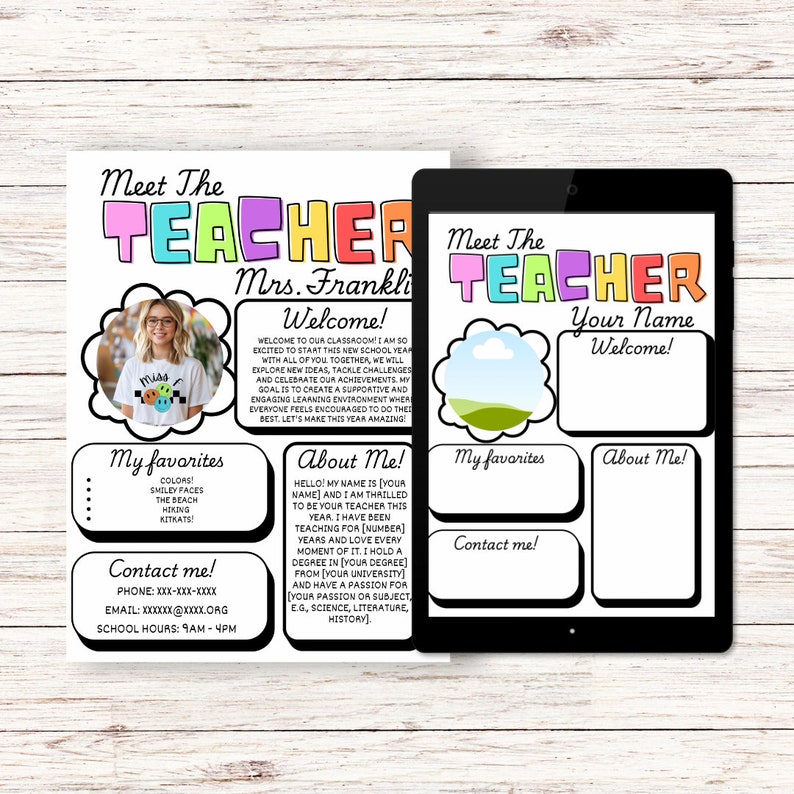 Colorful Meet the Teacher, Teacher All About Me, Start of the Year ...