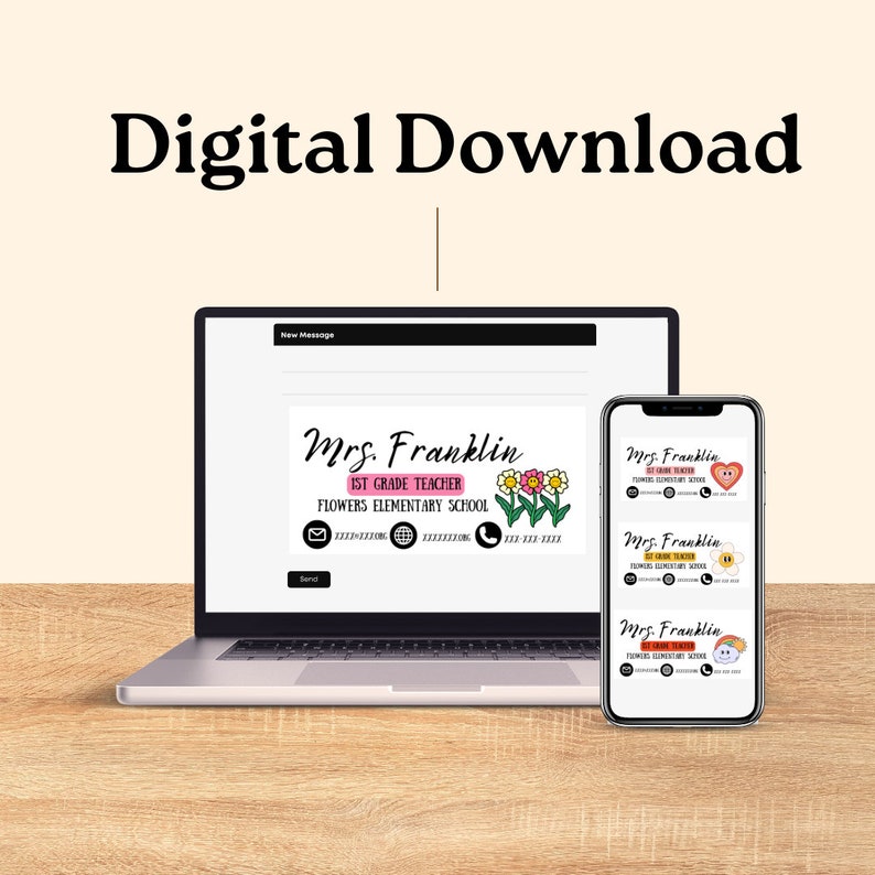 Teacher Email Signature, Retro Email Template for Teachers, Email ...