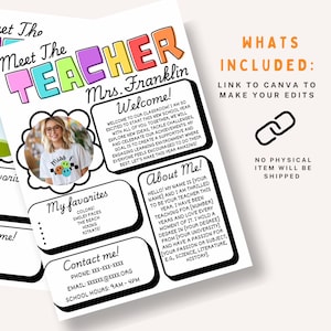 Colorful Meet the Teacher, Teacher All About Me, Start of the Year ...