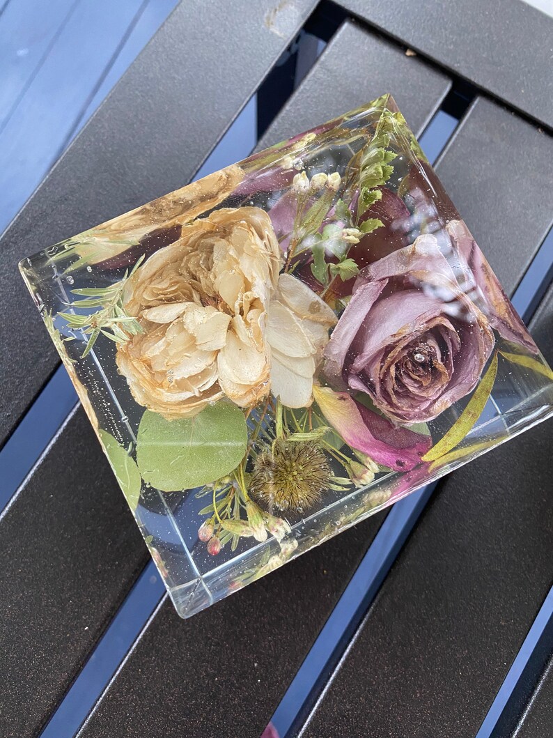 Wedding Flower Preservation Resin Cube Shape. Wedding Bouquet - Etsy