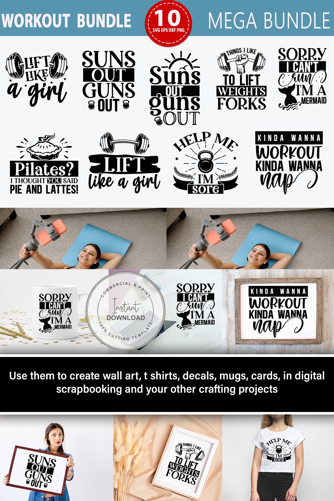 Workout svg Bundle Fitness svg Gym svg Workout Motivation | Etsy