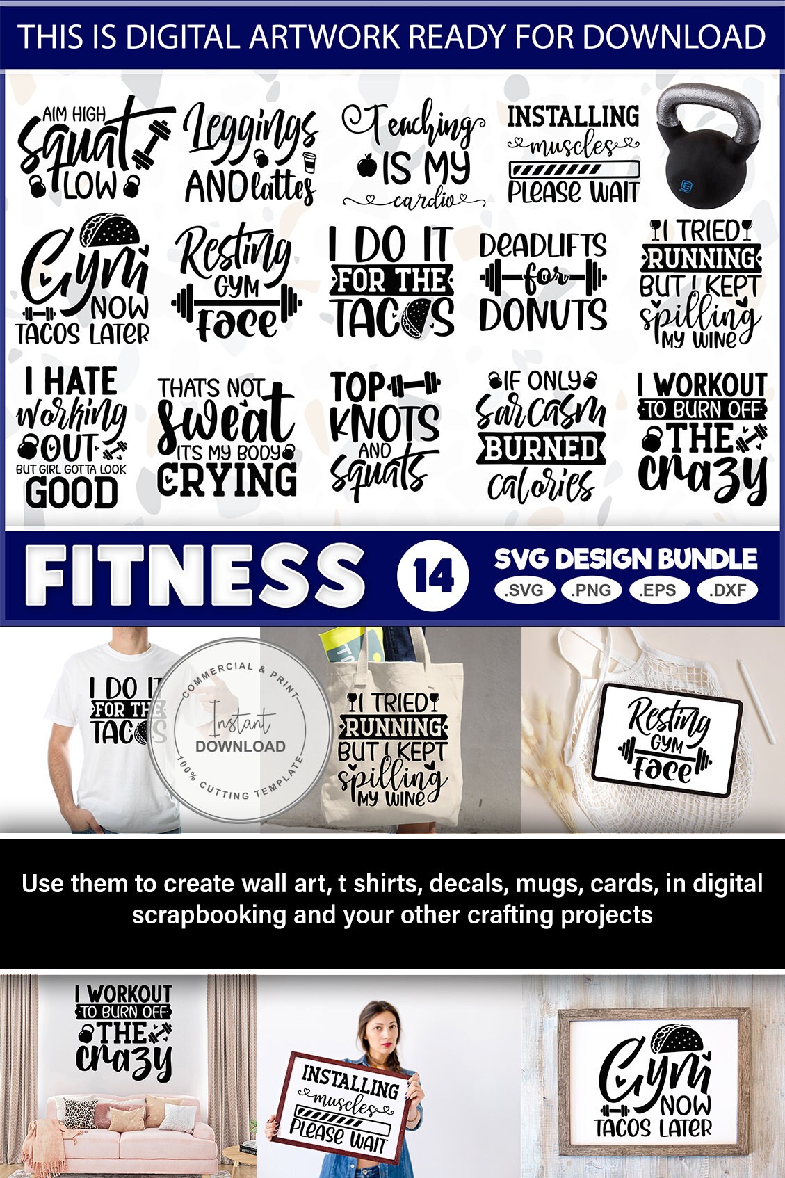 Fitness SVG Bundle Fitness Svg Gym Svg Workout Motivation - Etsy