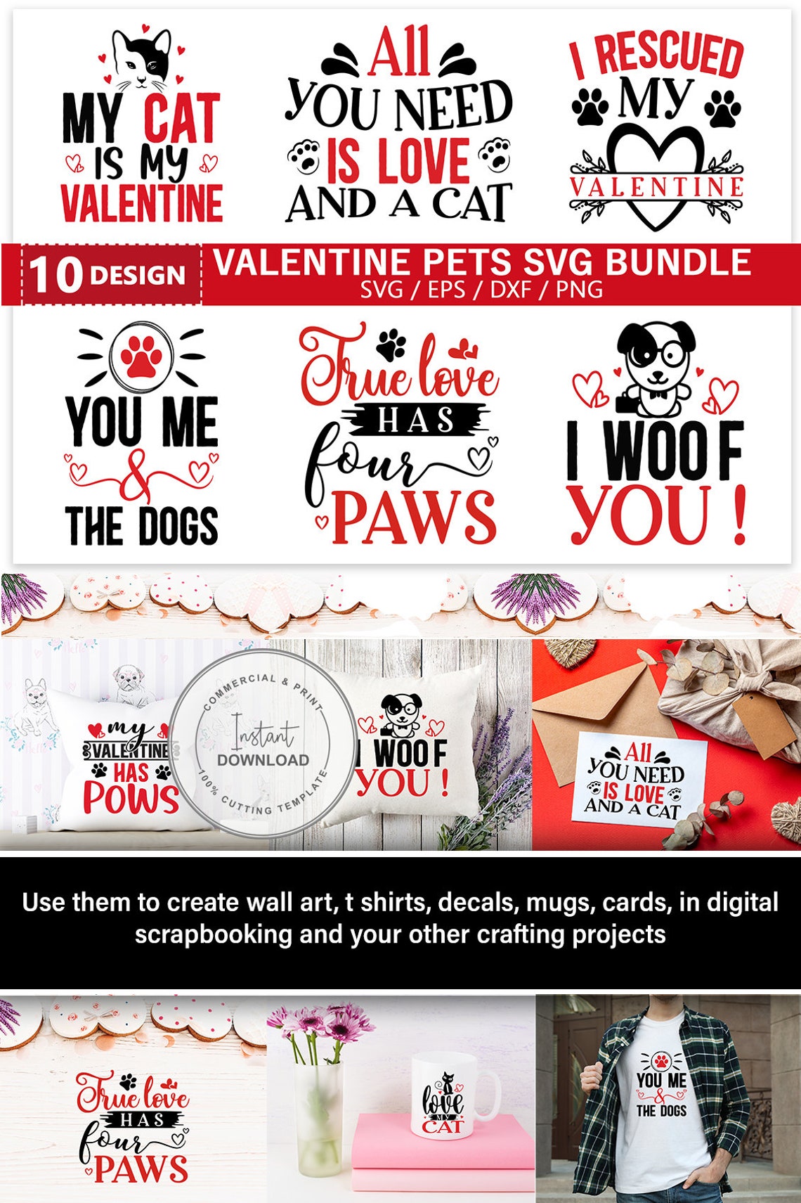 Valentine Pets Svg Bundle Valentine's Svg Valentine Cut - Etsy