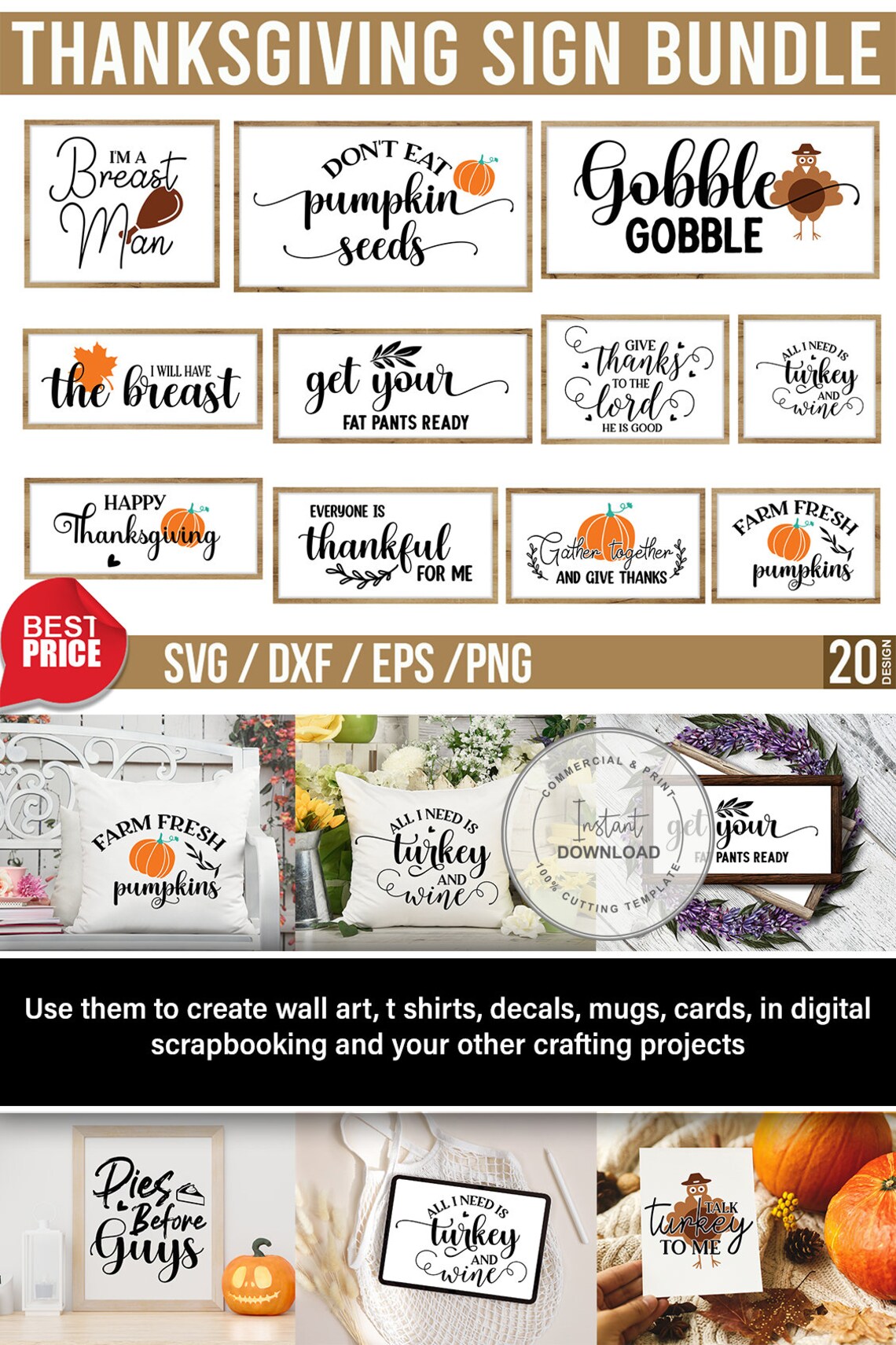 Thanksgiving Sign SVG Bundle Thanksgiving Svg Thankful Svg - Etsy