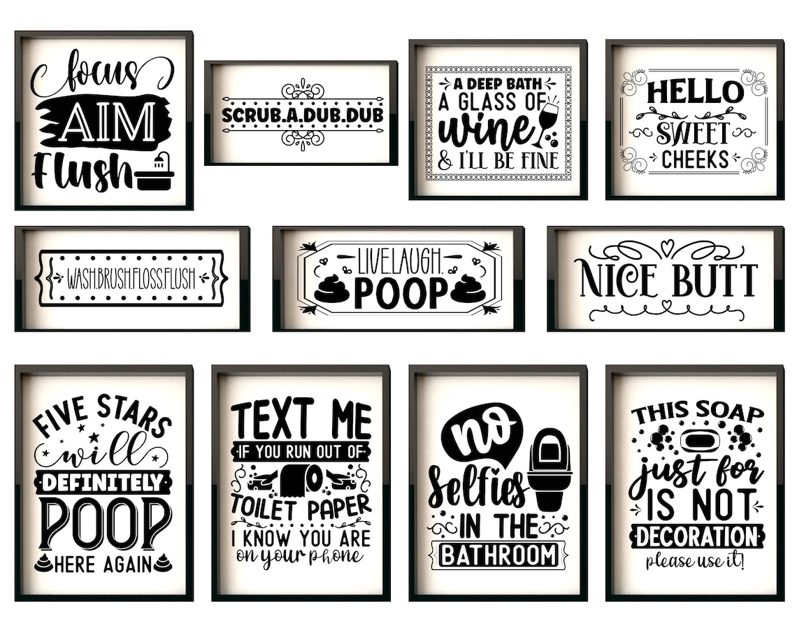 Bathroom Sign SVG Bundle Bathroom Sign Svg Bathroom Towel - Etsy