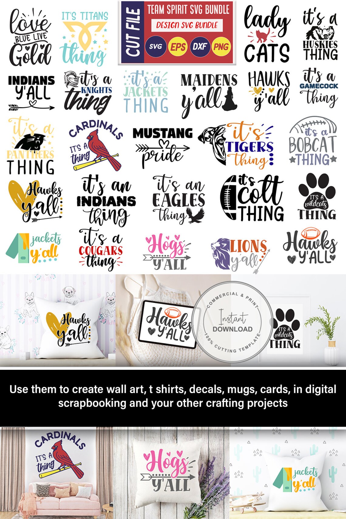 Team Spirit SVG Bundle Team Spirit School Soccer Basketball | Etsy